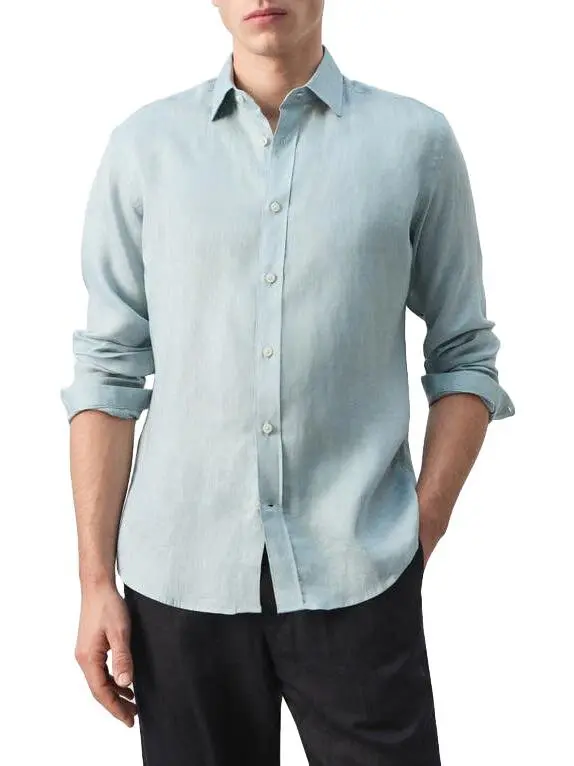 Mango X Casper Ruud Regular Fit Linen Button-up Shirt - China Blue