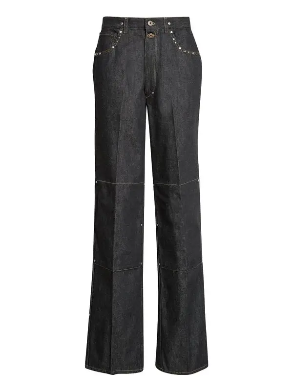 LEMAIRE Studded High Waist Straight Leg Jeans - Slate