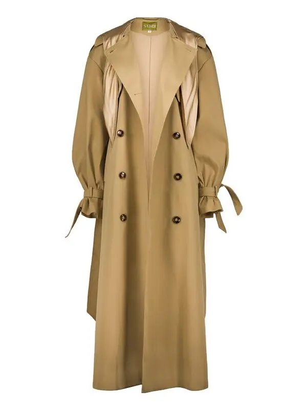 SAEMDI Aurora Trench Coat With Silky Scarf - Camel