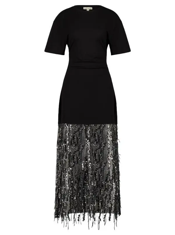 SAEMDI Kira Dress With Sequined Skirt - Black
