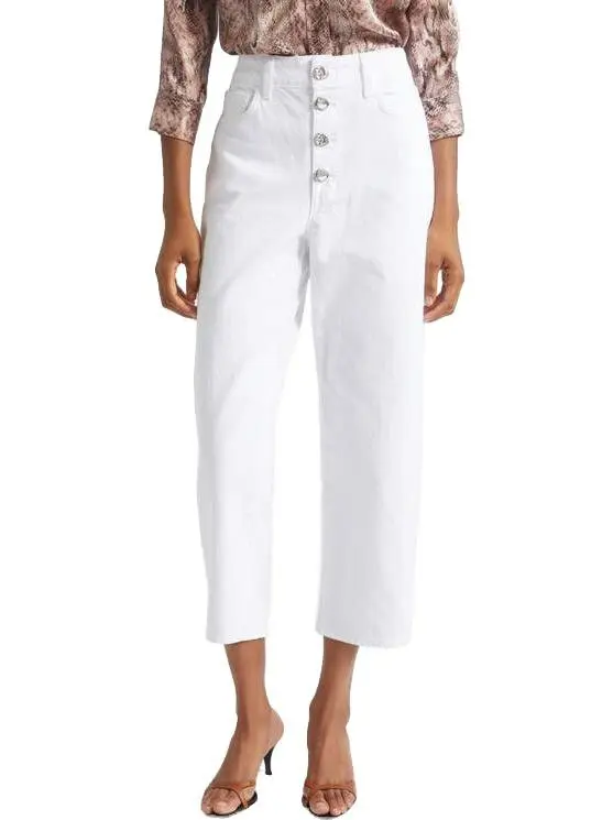 L'Agence Liora High Waist Crop Stovepipe Jeans - Blanc