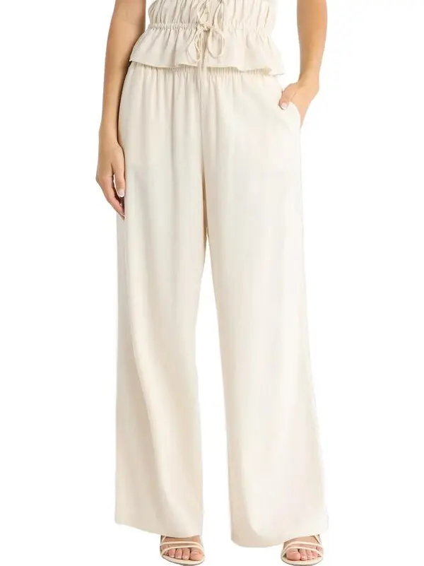 Paige Jude Wide Leg Pants - Parchment