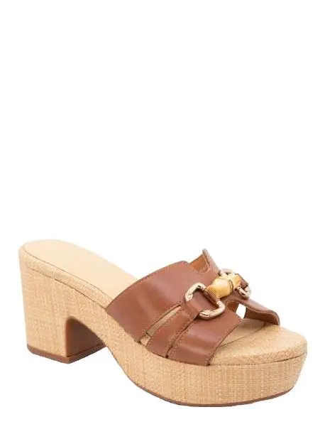 CHOCOLAT BLU Gianna Platform Slide Sandal - Camel Leather