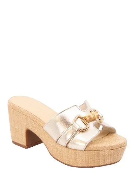 CHOCOLAT BLU Gianna Platform Slide Sandal - Gold Leather