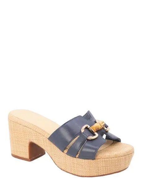CHOCOLAT BLU Gianna Platform Slide Sandal - Navy Leather