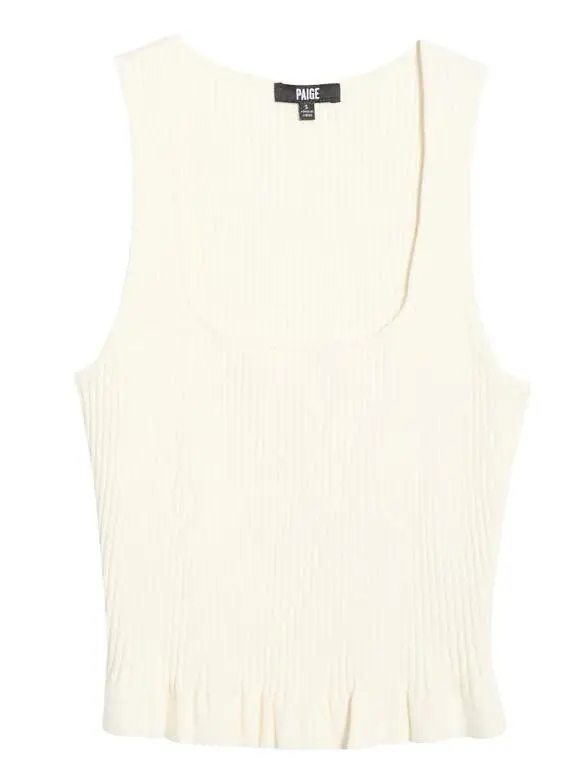 Paige Bronwyn Rib Tank With Ruffle Hem - Ivory