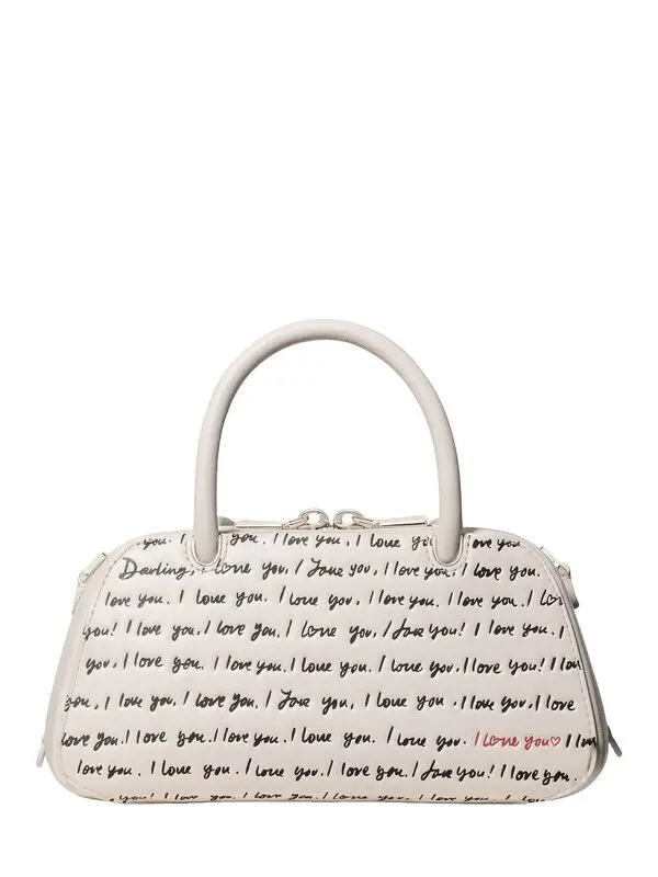 Kate Spade New York Grace Script Embossed Leather Satchel - Cream Multi