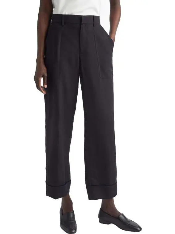 Lafayette 148 New York Stretch Silk Crêpe De Chine Straight Leg Pants - Black