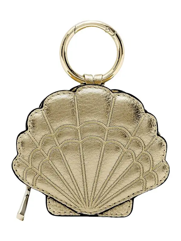 AIMEE Seashell Metallic Leather Bag Charm - Warm Champagne