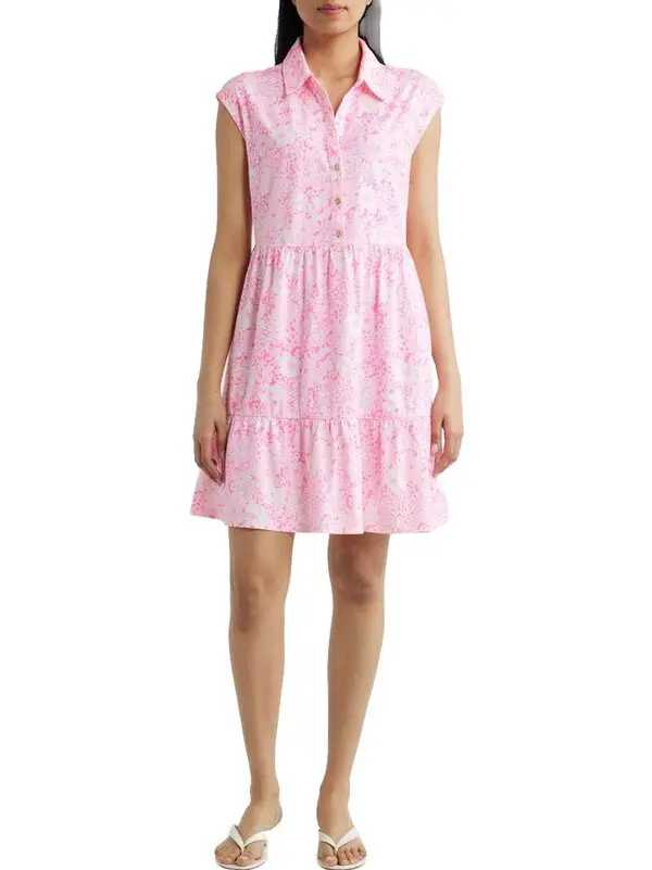 Lilly Pulitzer® Arley Floral Print Sleeveless Shirtdress - Conch Shell Pink Burst Of Joy