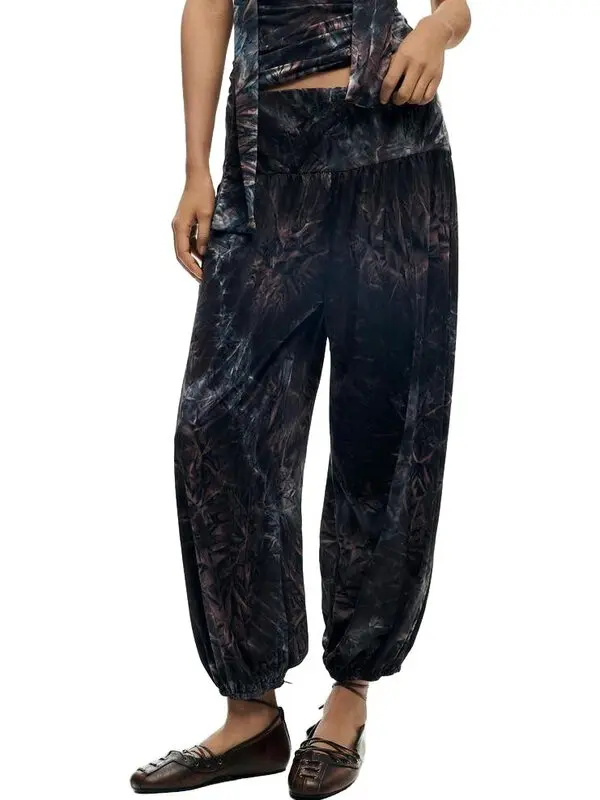 Desigual Woven Balloon Pants With Tie-dye Pattern - Black
