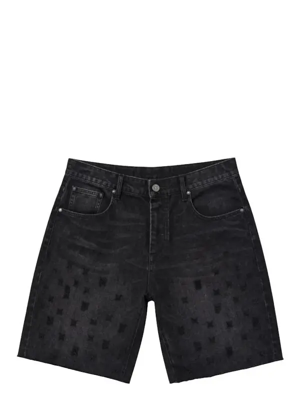 PURPLE BRAND Denim Beaded Monogram Shorts - Black