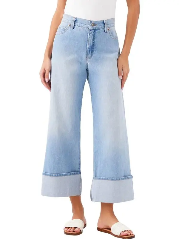 Karen Kane Cuffed Crop Jeans - Denim