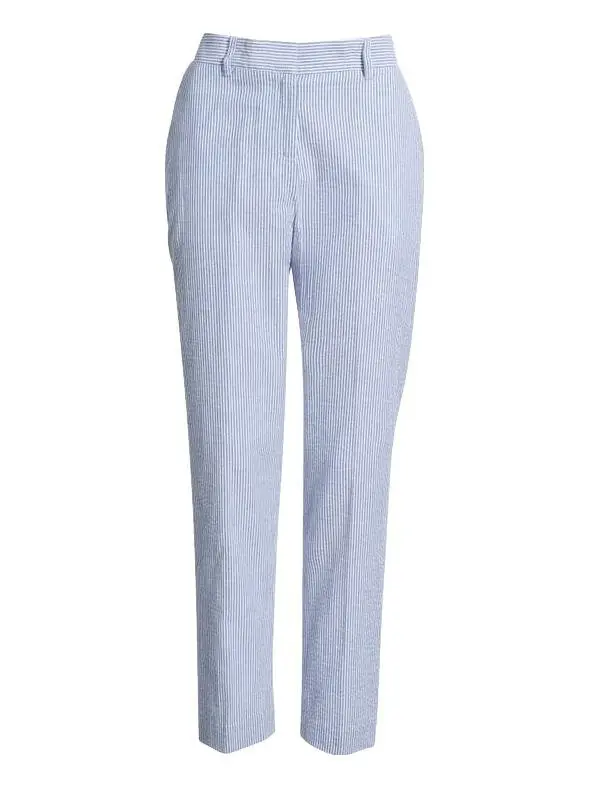 TAHARI ASL Seersucker Straight Leg Pants - Navy Ivory