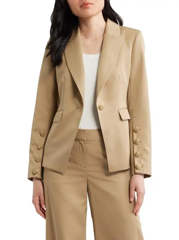 TAHARI ASL One-button Peak Lapel Jacket - Khaki