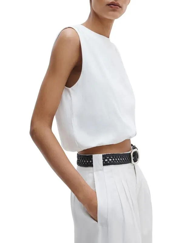 Rag & Bone Mica Crop Bubble Top - White