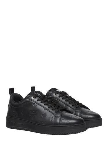 Mcm Neo Terrain Monogram Leather Low-top Sneakers - Black