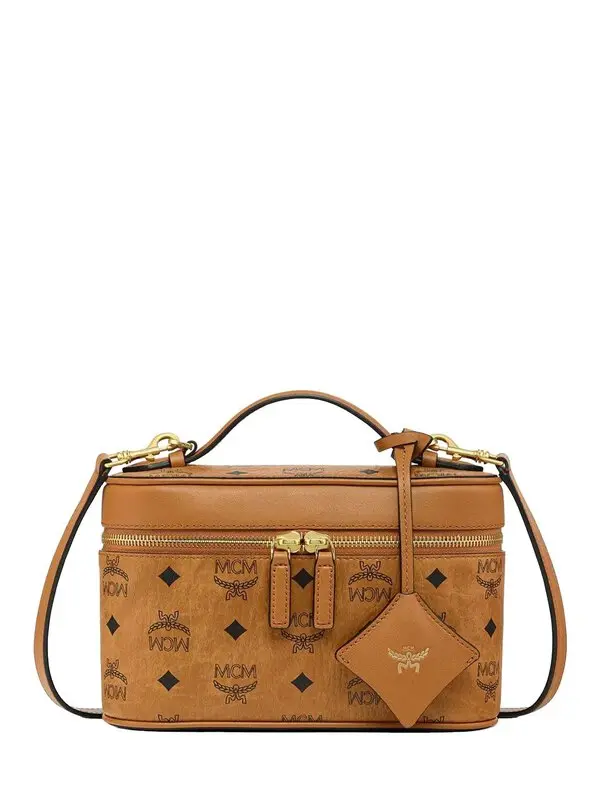 Mcm Visetos Monogram Vanity Case - Cognac