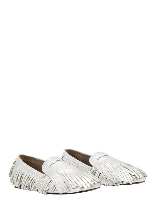ALLSAINTS Suede Fringe Loafers - Silver Shine