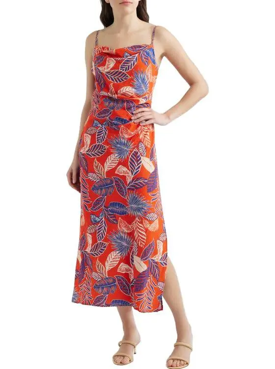 Sam Edelman Tropical Print Midi Dress - Tropical Orange