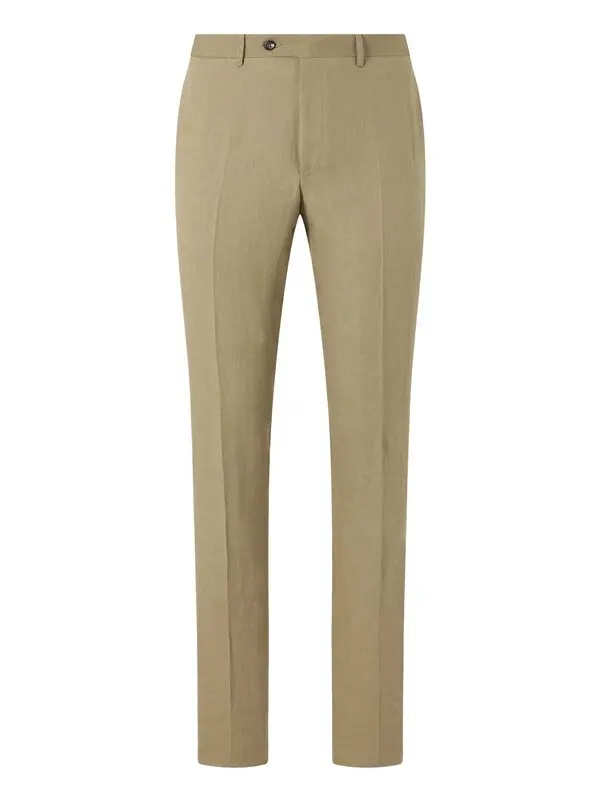 Canali Straight-leg Linen Trousers - Beige
