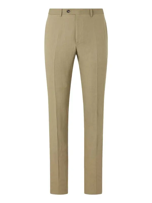 Canali Straight-leg Linen Trousers - Neutrals