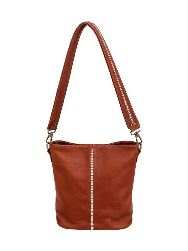 AMASOUK Sabra Leather Shoulder Bag - Saddle