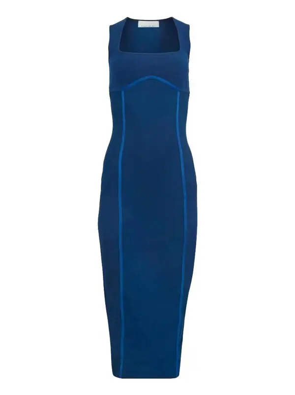 FLEUR DU MAL Scoop Neck Midi Dress - Blue