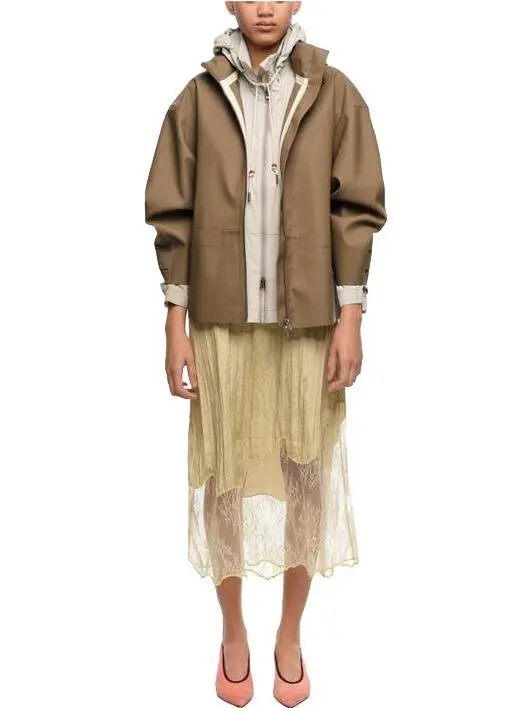 Bimba Y Lola Rubber-coated Flared Trench Coat - Dark Camel
