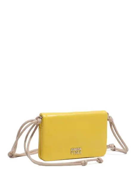 Bimba Y Lola Small Leather Flap Purse With Shoulder Strap - Yellow