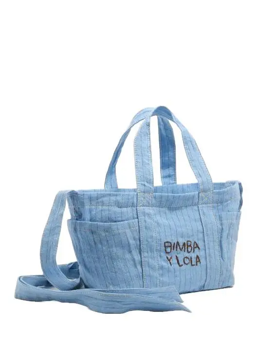 Bimba Y Lola Mini Linen Crossbody Bag - Light Blue