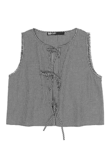 Bimba Y Lola Sleeveless Checked Top With Bow Detail - Black