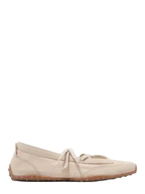 Bimba Y Lola Bone Suede And Nylon Sporty Ballerina Flats - Ivory