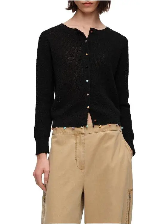 Bimba Y Lola Straight Cardigan With Stone Embellishments - Black