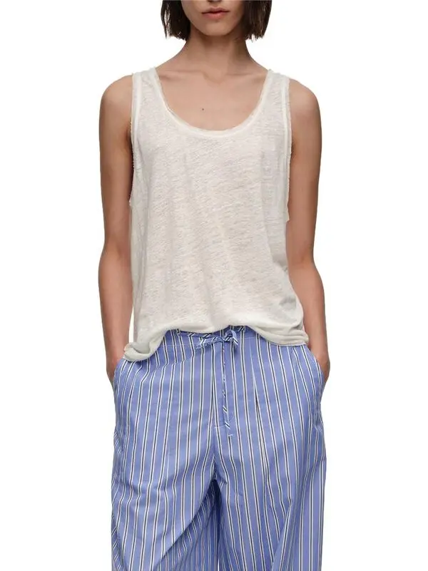 Bimba Y Lola Washed Linen Vest Top - Ivory
