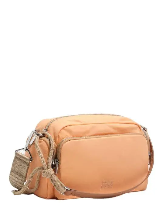 Bimba Y Lola Medium Nylon Pocket Bag With Leather Accents - Orange Sorbet
