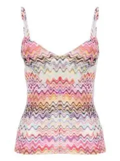 Missoni Thin-strap Zigzag Knit Tank Top - Pink & Multicoloured