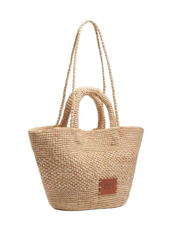 Bimba Y Lola Large Raffia Bag - Natural