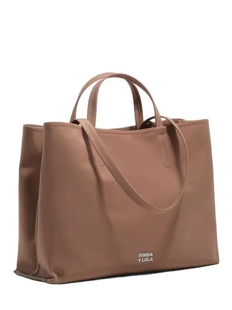 Bimba Y Lola Medium Shopper Bag With Leather Details - Nougat