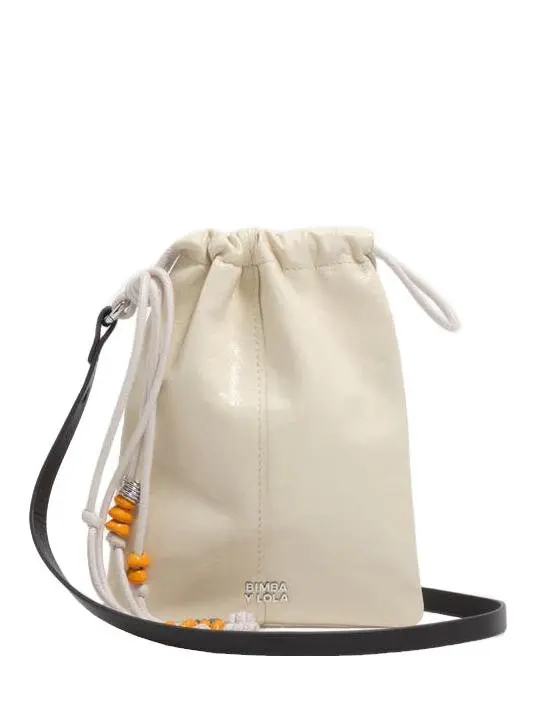 Bimba Y Lola Mini Paper Bag In Leather - Ivory