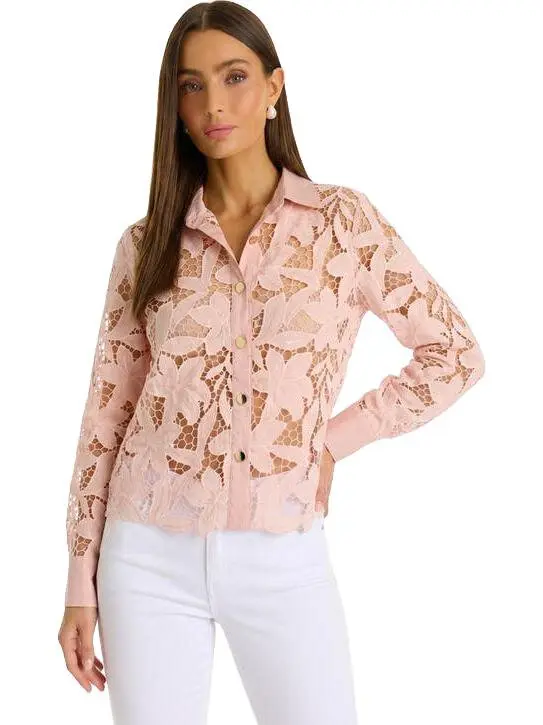 THE NOLI SHOP Mina Lace Blouse With Sequin Embellishments - Blush