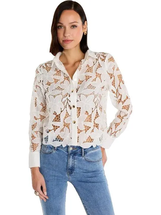 THE NOLI SHOP Mina Lace Blouse With Sequin Embellishments - White