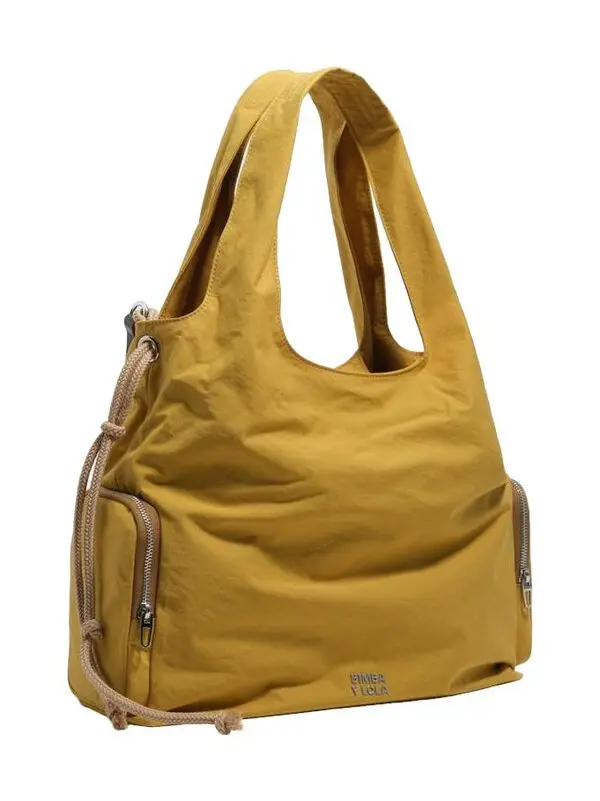 Bimba Y Lola Large Paper Pocket Bag With Leather Details - Oil