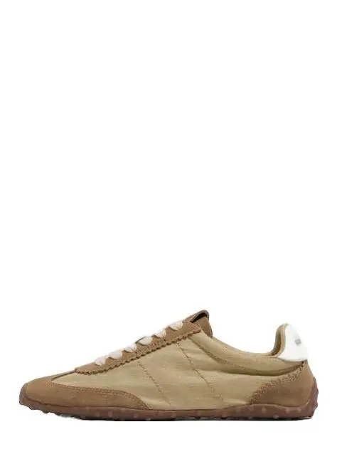 Bimba Y Lola Suede And Fabric Lace-up Sneakers - Ochre