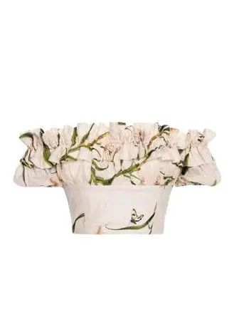 Agua Bendita Pimienta Azucar Off-the-shoulder Balloon Sleeve Cropped Top - Multicolor
