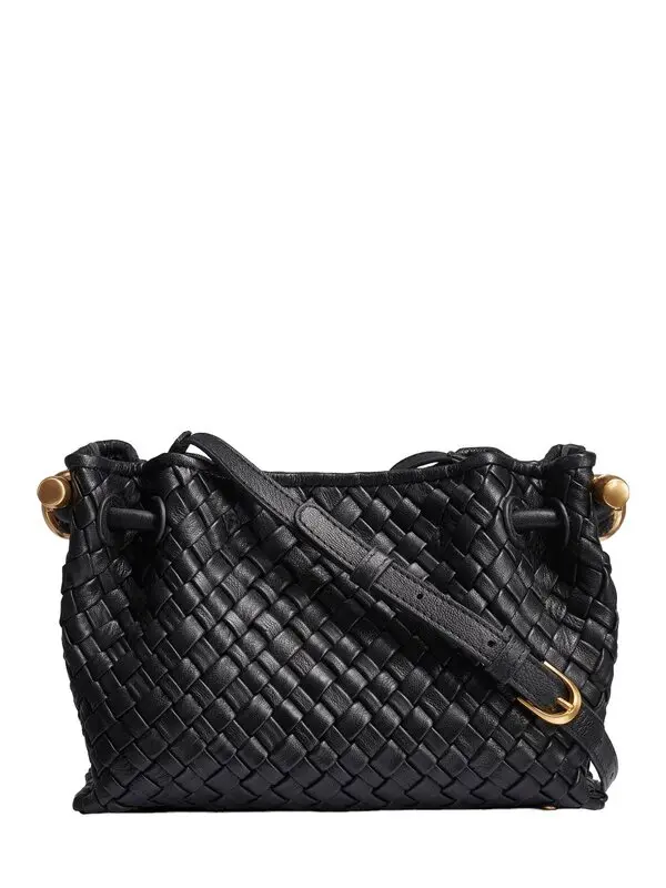 Donna Karan New York Woven Leather Crossbody Bag - Black/gold