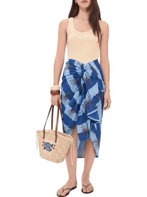 GUADALUPE DESIGN Luciana Palm Pareo Skirt - Blue