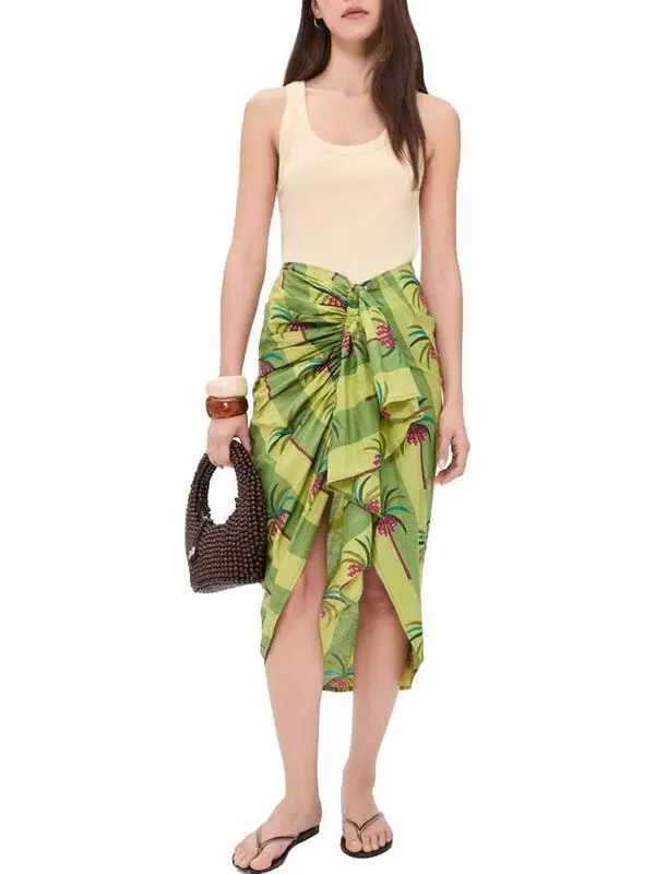 GUADALUPE DESIGN Luciana Palm Pareo Skirt - Mint