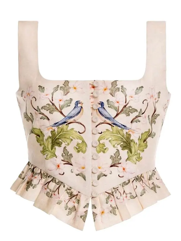 Agua Bendita Eslabón Anhelo Top With Floral Embroidery - Multicolor