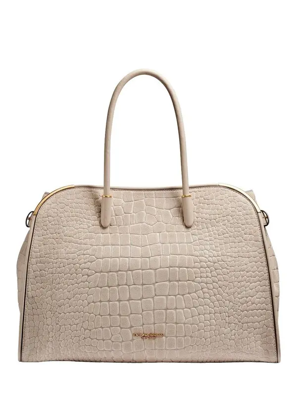 Donna Karan New York Satin Croc-effect Suede Tote - Moth
